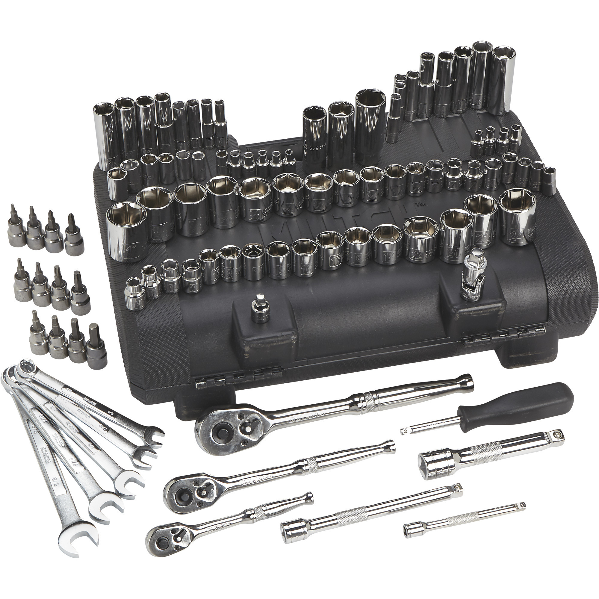 Klutch Mechanic's Socket Set — 97-Pc., 1/4in., 3/8in. & 1/2in. Drive, SAE & Metric | Northern Tool
